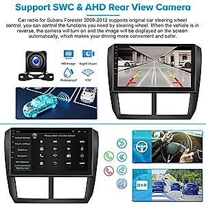 Roinvou 2+32G Android Double Din Car Stereo for Subaru Forester 2008 09 10 11 12 9'' 1080P HD Touch Screen Wireless Carplay Android Auto GPS WiFi Bluetooth Hi-Fi FM RDS Backup Camera External Mic