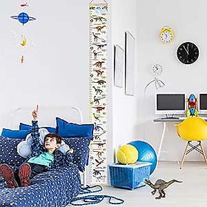 LIFELIKO Personalised Growth Chart for Dinosaur Lovers, Removable Wall Ruler for Boys and Girls, Kid’s Room Decoration (White)