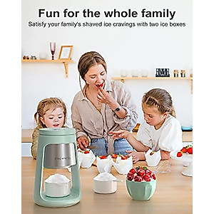 CROWNFUL Shaved Ice Machine Snow Cone Machine, 2 Ice Cups with Lids, Ice Shaver Machine for Snow Cones, Snowballs, Frozen Cocktails and More, Easy to DIY with Snow Cone Syrup at Home
