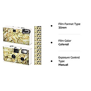 12 Pack Disposable Camera for Wedding Single Use Film Camera with Flash for Wedding, Anniversary, Travel, Camp, Party Supply (Yellow Rose)