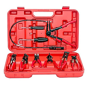 9pcs Hose Clamp Pliers Set, Remover Tool Kit with Long Reach Wire Spring Hose Clamp Pliers Remover Set for Automotive Coolant Radiator Heater and Water Hose