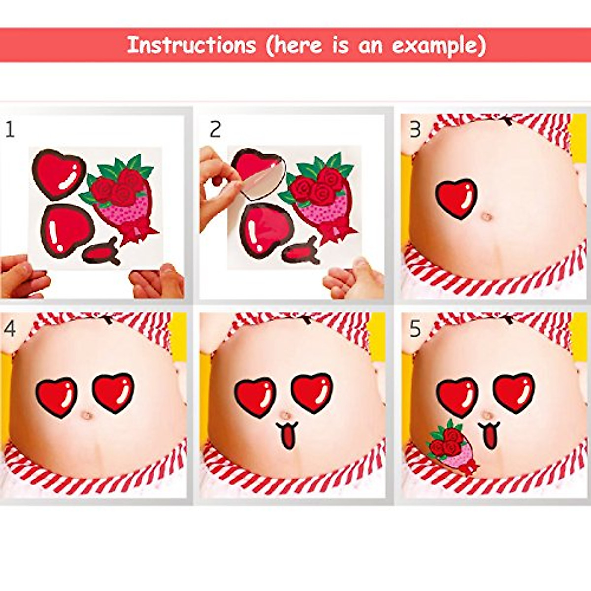 Creation Core Funny Facial Expressions Stickers Pregnancy Baby Bump Belly Stickers Maternity Pregnant Woman Photography Props (12 Sheets)