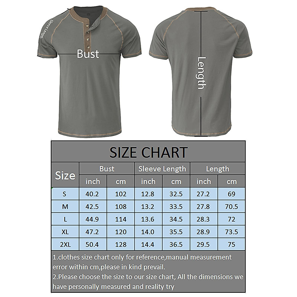 Fashion Men’s Henley Shirts Casual Cotton Short Sleeve Classic Solid Color T Shirts Comfort Tee Top Blue