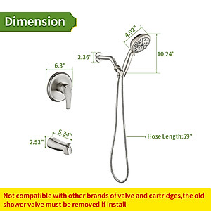 VIKASI Tub Shower Faucet Set with 10 Spray Handheld Shower Brushed Nickel Shower System with Tub Spout Single Handle 4.7 Inch Shower Handheld Shower Fixtures Tub and Shower Trim Kit