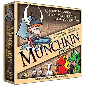 Munchkin Deluxe Board Game (Base Game), Family Board & Card Game, Adults, Kids, & Fantasy Roleplaying Game, Ages 10+, 3-6 Players, Avg Play Time 120 Min, From Steve Jackson Games