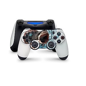 ZOOMHITSKINS Compatible with PS4 Controller Skin, Shark Animal Fish Aqua Blood Dangerous Blue, Durable, 3M Vinyl, Made in The USA