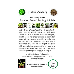 Bamboo Bonsai Plant Potting Soil Mix Peat Moss & Perlite (½ Gallon / 2 quarts). Repot Ficus, Lucky Bamboo Soil