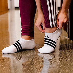 adidas Women's Superlite No Show Socks (6-Pair), White/Clear Onix Grey/Black, Medium