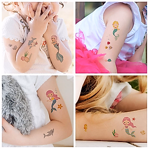 30 Sheets (360pcs) Butterflies、Mermaid、Sea Animals waterproof Temporary Tattoos For Kids,Mixed Styles Cartoon Tattoos,children's face tattoo Stickers, girls temporary tattoos,party makeup gifts