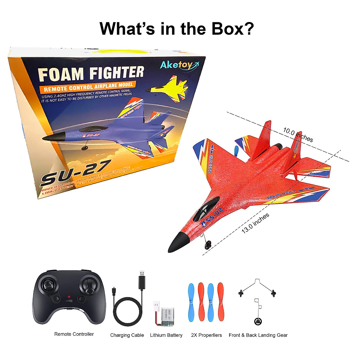 Aketoy Remote Control Airplane Easy to Fly Ultra Long Range RC Glider for Kids & Beginners with LEDs (Blue)