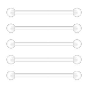 Ruifan 5 Pieces Pregnancy Sport Maternity Clear Flexible Bioplast 14G Belly Navel Button Ring Body Jewelry Piercing Retainer 1Inch (25mm)