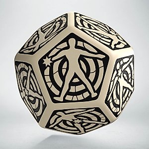 Q-Workshop D12 Hit Location Beige & Black Die