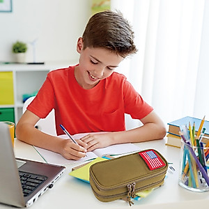 ATRIPACK Tactical Pencil Case for Boy,Large Capacity Pencil Pouch,Marker Organizer Case Pen Box, Tool Bag Desk Organizer for School College Office Organizer for Kids Men Women Adult Teens(Brown)