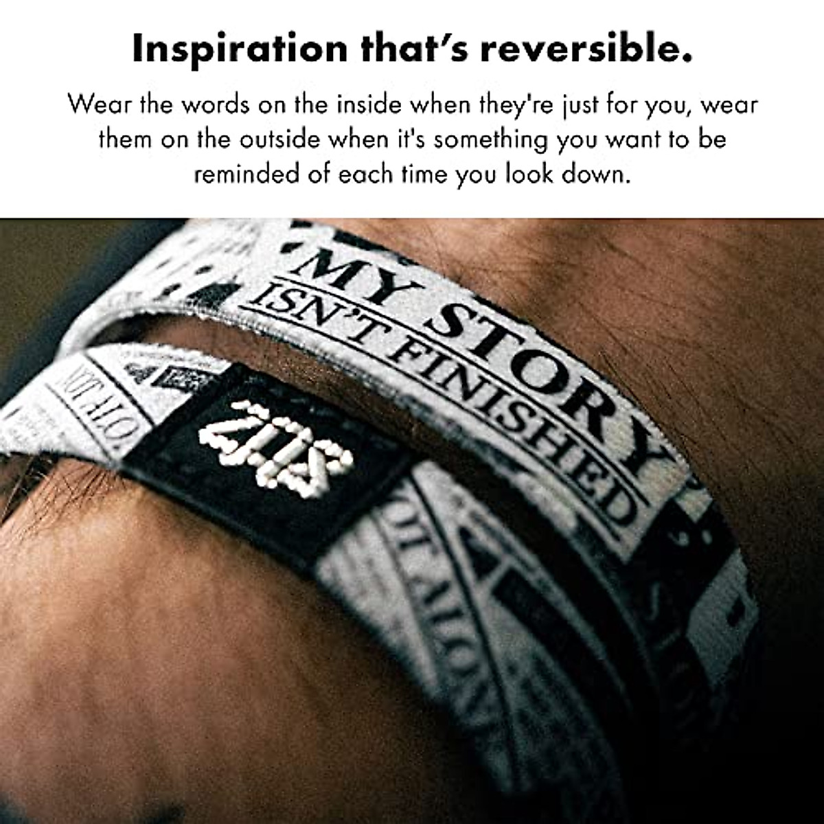 ZOX Bracelets — My Story Isn't Finished | Stretchy Elastic Band with Motivational Affirmations and Beautiful Artwork, Great Gift for Men, Women, and Kids (Medium)