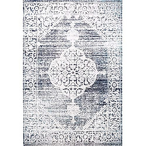 Home Dynamix Nicole Miller Patio Sofia Magnolia Indoor/Outdoor Area Rug 5'3"x7'2", Distressed Medallion Navy Blue/Ivory