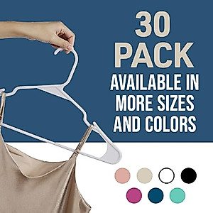 Lifemaster Plastic Clothes Hanger Set - 30 Pieces Versatile, Lightweight, Space-Saving, Non-Slip, Slim Designed, Dry and Wet Clothes Hanger Set - White