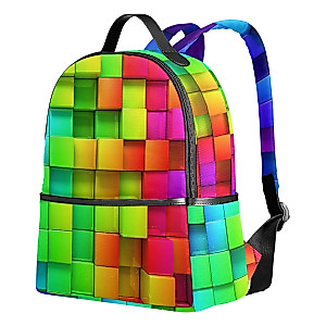 YZGO Striped Rainbow Children School Backpacks for Boys Girls Youth Canvas Bookbags Travel Laptop Bags