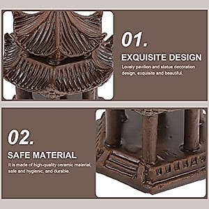 POPETPOP Aquarium Decoration Ceramic Fairy Garden Figurines Mini Pagoda Statue Fish Hideout Shelter Cave for Fish Tank Ornament Micro Landscape Decor