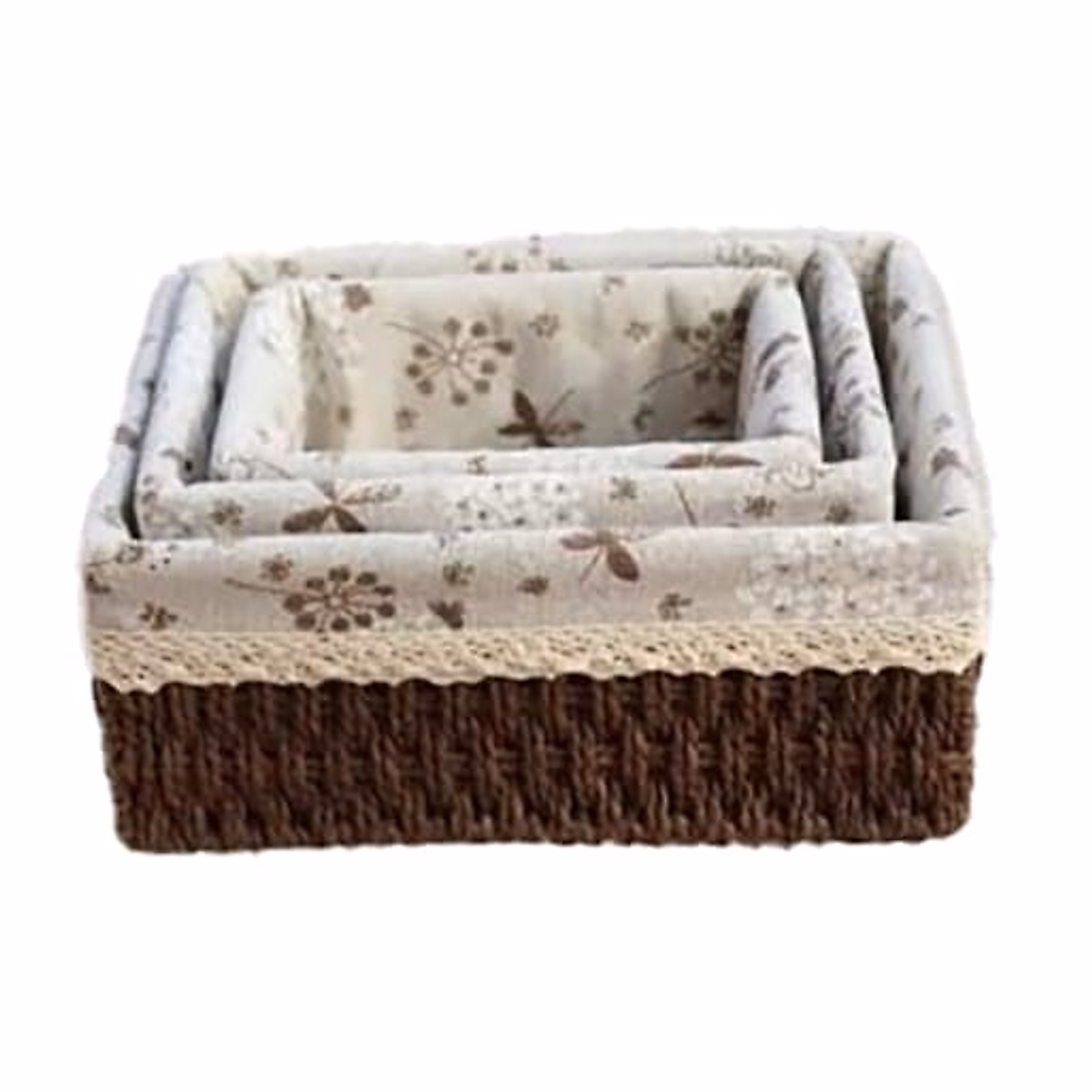 Delectable Garden Wicker Baskets (Set of 3) for organizing and storage, cloth lined, quality home decor