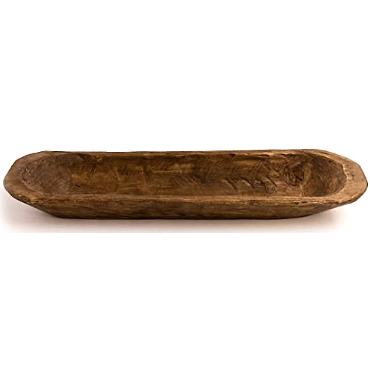20" Wooden Dough Bowls - Wood Bowl Decor - Rustic Home Decoration Centerpiece - Long Decorative Wood Bread Baguette Tray - Handmade & Imported from Mexico - Medium (Natural Brown)