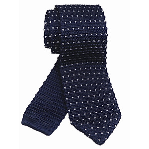 Men Vintage Casual Formal Skinny Knit Tie Navy Blue V Pattern Knitting Narrow Neckties