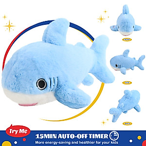 Glow Guards 16'' Light up Musical Shark Stuffed Animal Ocean Life Plush Toy Pillow with LED Night Lights Lullabies Glow Singing Birthday Children's Day for Toddler Kids, Blue