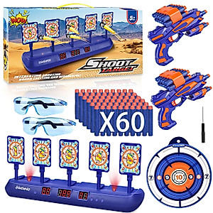 SWEMNED Digital Shooting Targets for Nerf Guns Practice Toy, Upgrade 5 Auto Reset 3 Game Mode Electronic Scoring, Ideal Fun Gifts Toys Age 5,6,7,8,9,10,11,12,13+ Year Old Kids/Boys/Girls, Blue, Large