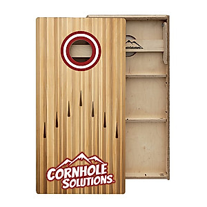 Cornhole Solutions Tournament Grade Cornhole Set - Includes Two 4'x2' Regulation Baltic Birch Cornhole Boards, 8 REC Cornhole Bags, and Carrying Case (Bowling, Red & Grey)