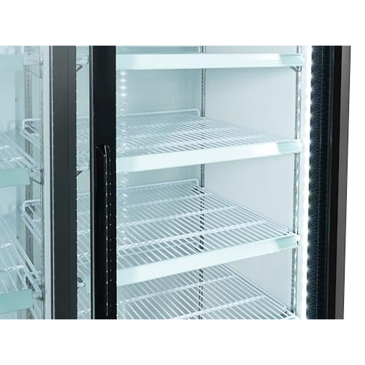 KoolMore MDR-2D-GSLD Commercial Glass 2 Door Display Refrigerator Merchandiser - Upright Beverage Cooler with LED Lighting - 45 Cu. Ft., Black