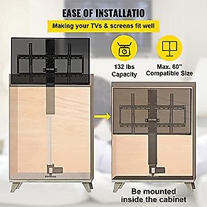 VEVOR Motorized TV Lift Stroke Length 31 Inches Motorized TV Mount Fit for Max.60 Inch TV Lift with Remote Control Height Adjustable 42-73 Inch,Load Capacity 132 Lbs