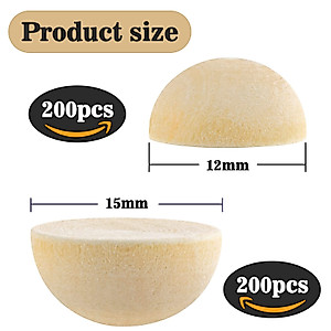 Sukh 400pcs Small Half Wooden Beads for Crafts - Wooden Balls for Crafts Unfinished - 12mm&15mm DIY Wooden Crafts Supplies Kids Christmas Ornaments Diverse Woodworking Mini Sphere Wooden Beads Bulk