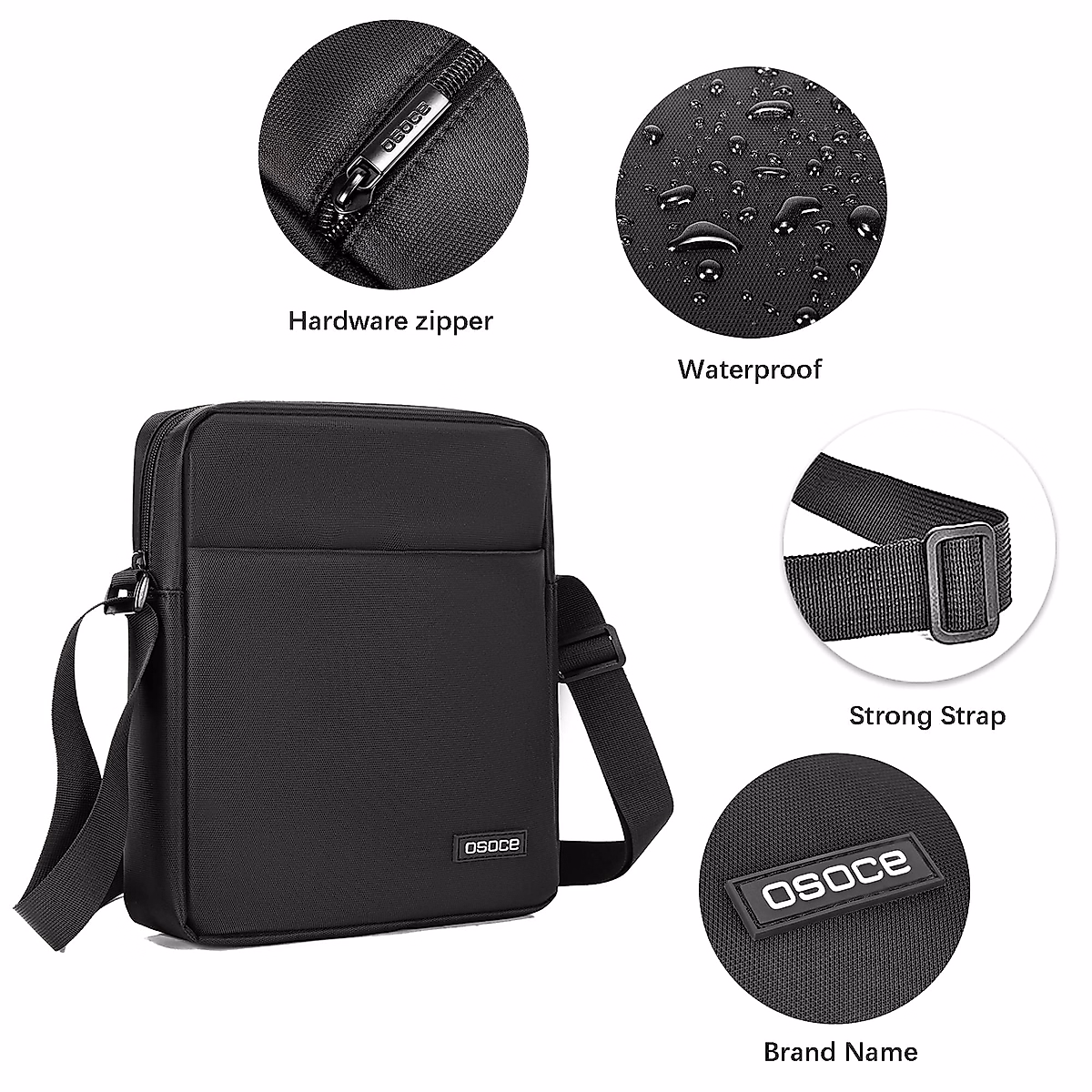 OSOCE Messenger Bag, Crossbody Bag Shoulder Bag for Men Water Resistant Man Bag Man Purse for Business Office, L