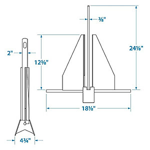 Boat Anchor Qiilu 2kg Boat Anchor for Boats 17 to 22 Feet Stainless Steel Marine Hardware Parts Accessories