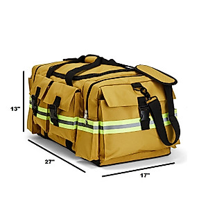 LINE2design Elite Firefighter Gear Bag - Fireman Premium Rescue Turnout Fire Gear Bag with Shoulder Strap - Yellow