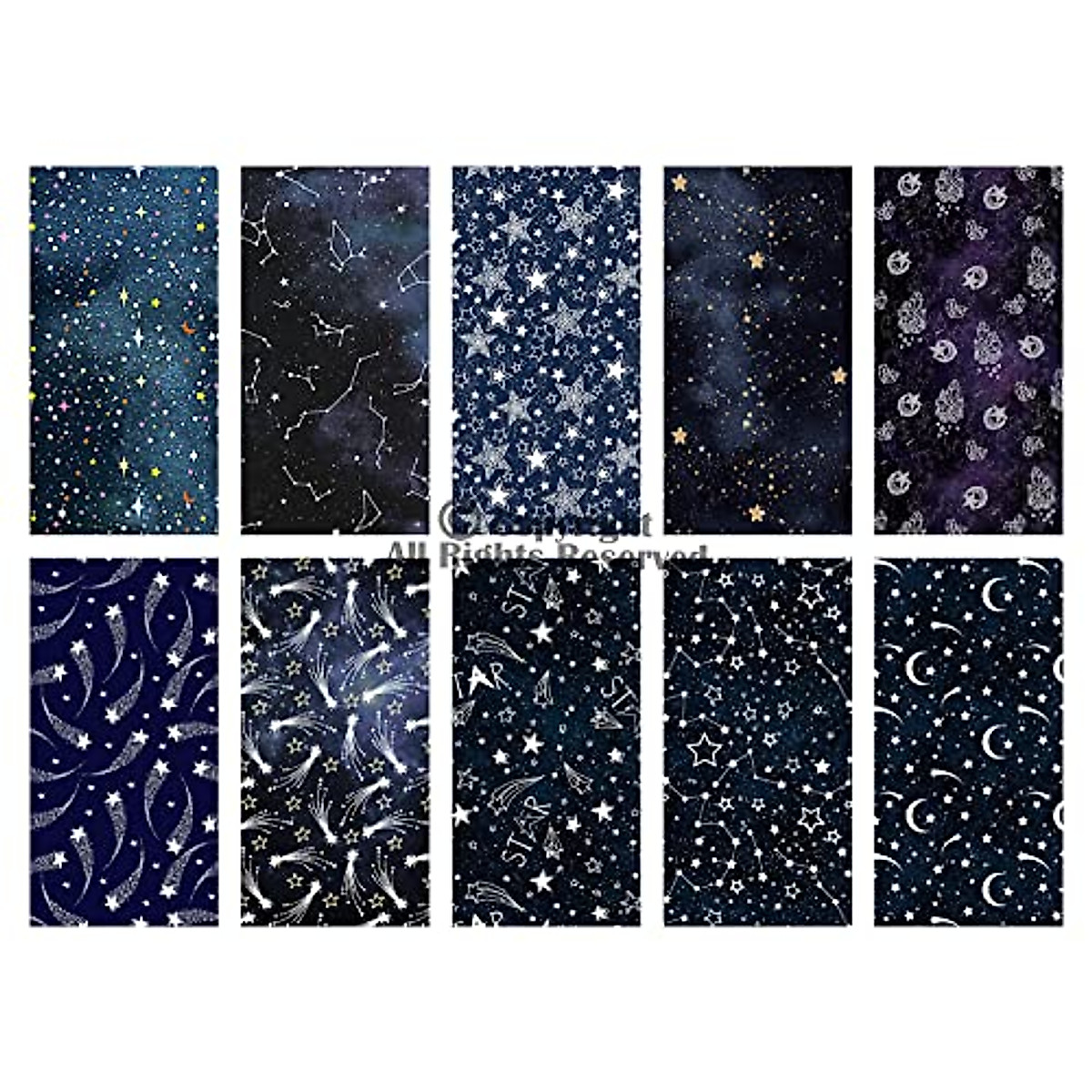 Craftido -25 Options- 100% Cotton Quilting Fabric Bundles 10pcs Fat Quarters 18”x21”-Medium Weight 5.2 oz- for Quilting, Sewing Project, Patchwork, DIY Crafts – Starry Sky
