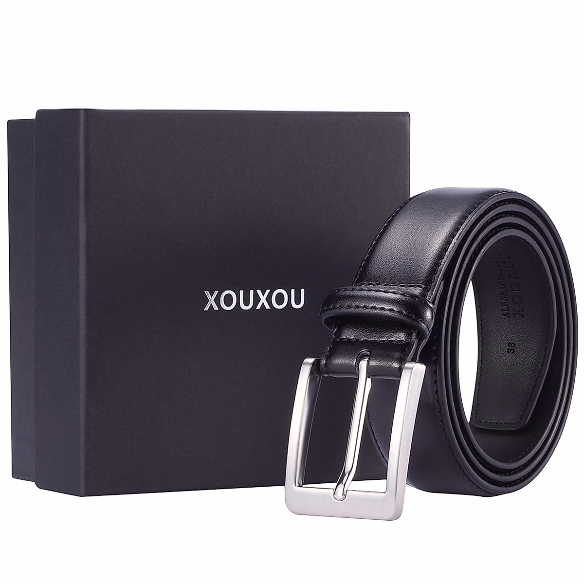 XOUXOU Men's Casual Leather Jeans Belts Classic Work Business Dress Belt with Prong Buckle for Men (Black (S101), 36 (Waist 34))