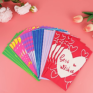 HOWAF 24 Pieces Valentine&#039;s Day Paper Bags, Valentine&#039;s Day Treat Bags with Heart Pattern for Wedding Supplies, 6 Pattern Gift Bags for Present Wrapped