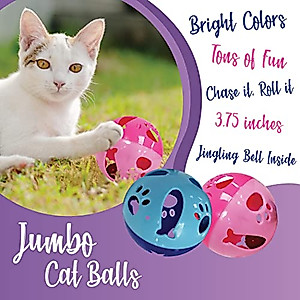 LOVINPUP Cat Ball Toy with Bell Larger Size, Bells Jingle as Balls Roll, Cat Toy for Small or Large Cats, or Other Animals (Pink - 1 Pack)