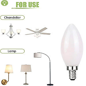 KODBPJ E12 Candelabra Light Bulbs Frosted Chandelier Light Bulbs 40watt Equivalent 3000K Warm White B11 Torpedo Tip Dimmable 4W LED Candle Light Bulbs (8)