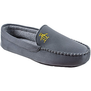 Original Penguin Mens Slippers, Microsuede Venetian Moccasin Slipper, Grey Plaid, Men's Size 10