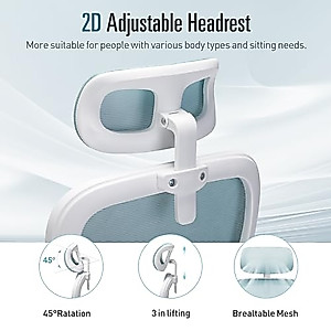 SOMEET Office Chair, Ergonomic Mesh Office Chair with Adjustable Headrest and Arms, High Back Ergonomic Desk Chair with Lumbar Support, Comfortable Home Office Desk Chairs with Tilt Lock (Blue)