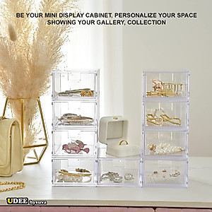 UDEE bysuva Magnet Storage Drawers – [9pcs-4.5"x3.5"x2.25"] Acrylic Craft & Bead Drawer Organizers, Clear Bins for Mini Figure, Toy & Lego, Small Jewelry Organizer, Vanity Makeup Cosmetic Cabinet