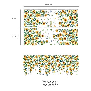 Runtoo Sunflower Wall Stickers Hanging Vines Floral Wall Art Decal for Kitchen Girls Bedroom Bathoom Kids Wall Decor