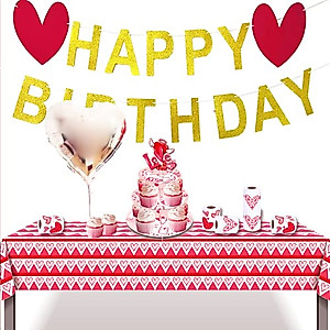 Love Heart Valentine's Day Happy Birthday Banner,Love Heart Theme Birthday Party Decoration Valentine's Day Birthday Party Accessory