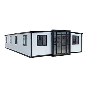 Generic Foldable Home, 40ftx20ft Prefab Tiny Home, White, Mobile House with Bathroom & Kitchen, Galvanized Frame, Waterproof, Modern Style
