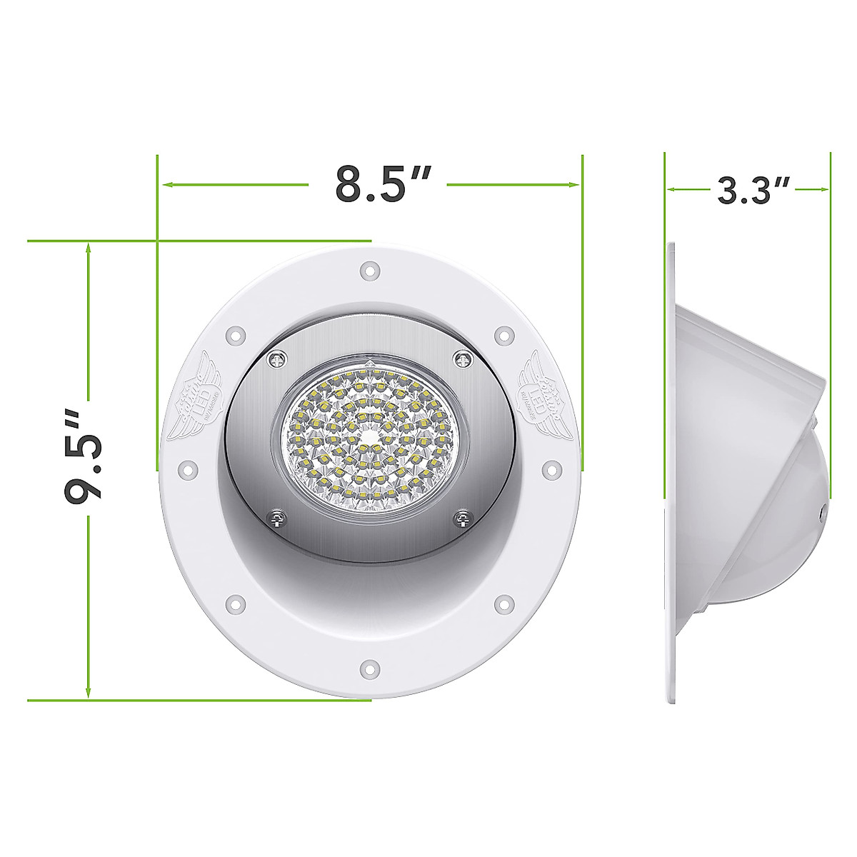 Leisure LED RV Exterior Round Flood Porch Utility Light - White 12v 1100 Lumen Lighting Fixture Replacement Lighting for Weekend Warrior RVs, Trailers, Campers, 5th Wheels (White)