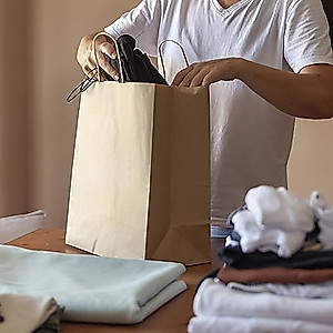 XPCARE 50Pack Paper Gift Bags with Handles Bulk,16x6x12Inch Plain Natural Kraft Bags Packaging,Brown Paper Bags,for Birthday Party,Boutiques,Small Business,Retail Stores,Merchandise