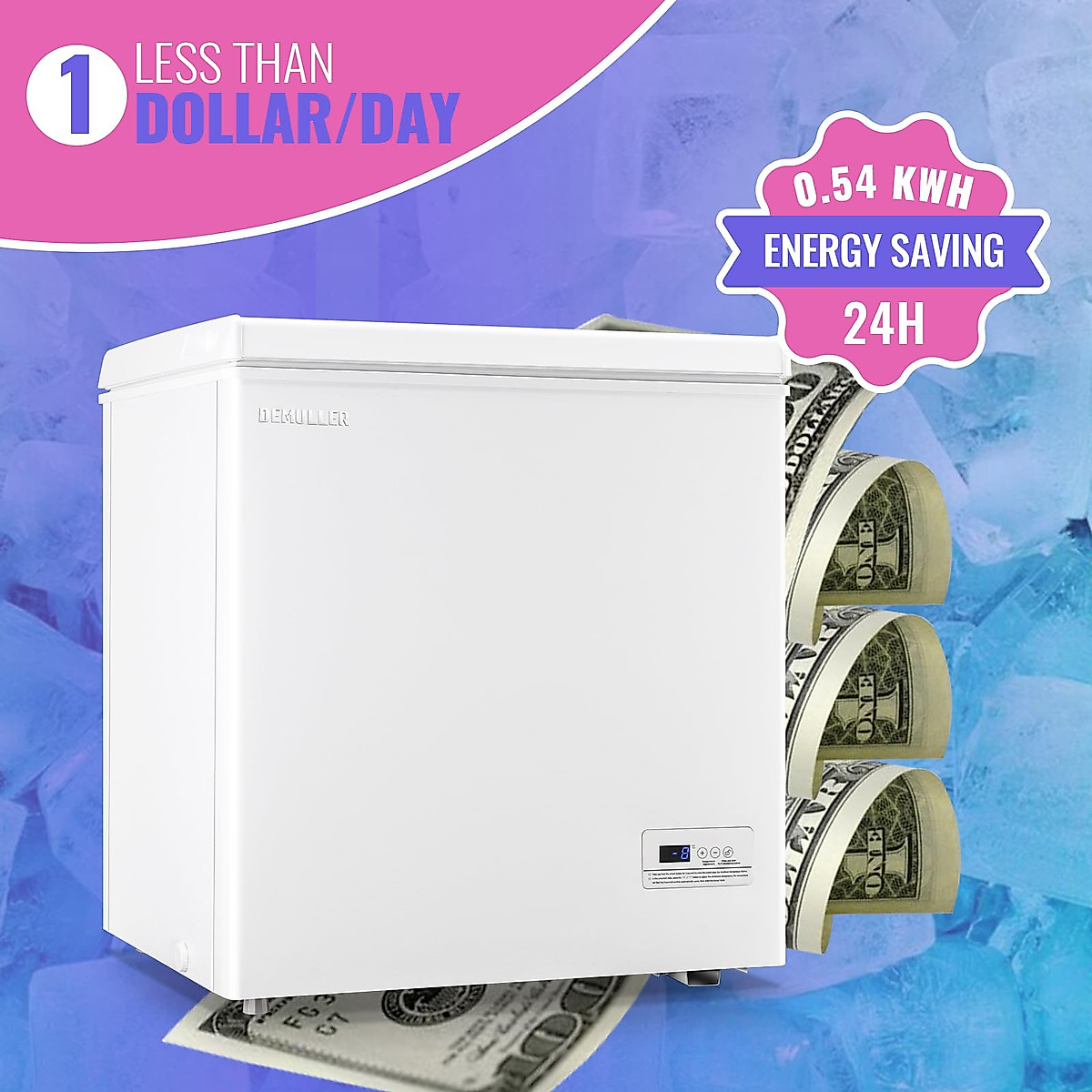 Chest Freezer 5.0Cubic Feet with Intelligent Temperature Control(-15°F to 41°F), Deep Freezer with TWO Hanging Baskets and Side Defrost Water Drain, Top Open Door Freezer White