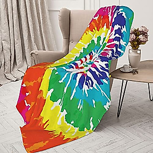 Tye Dye Flannel Blanket Print Soft Comfortable Throw Blanket for Bed,Sofa,Office,Camping and Travel Warm&Lightweight Plush Blanket for All Seasons Gift for Halloween Christmas 50"x60"