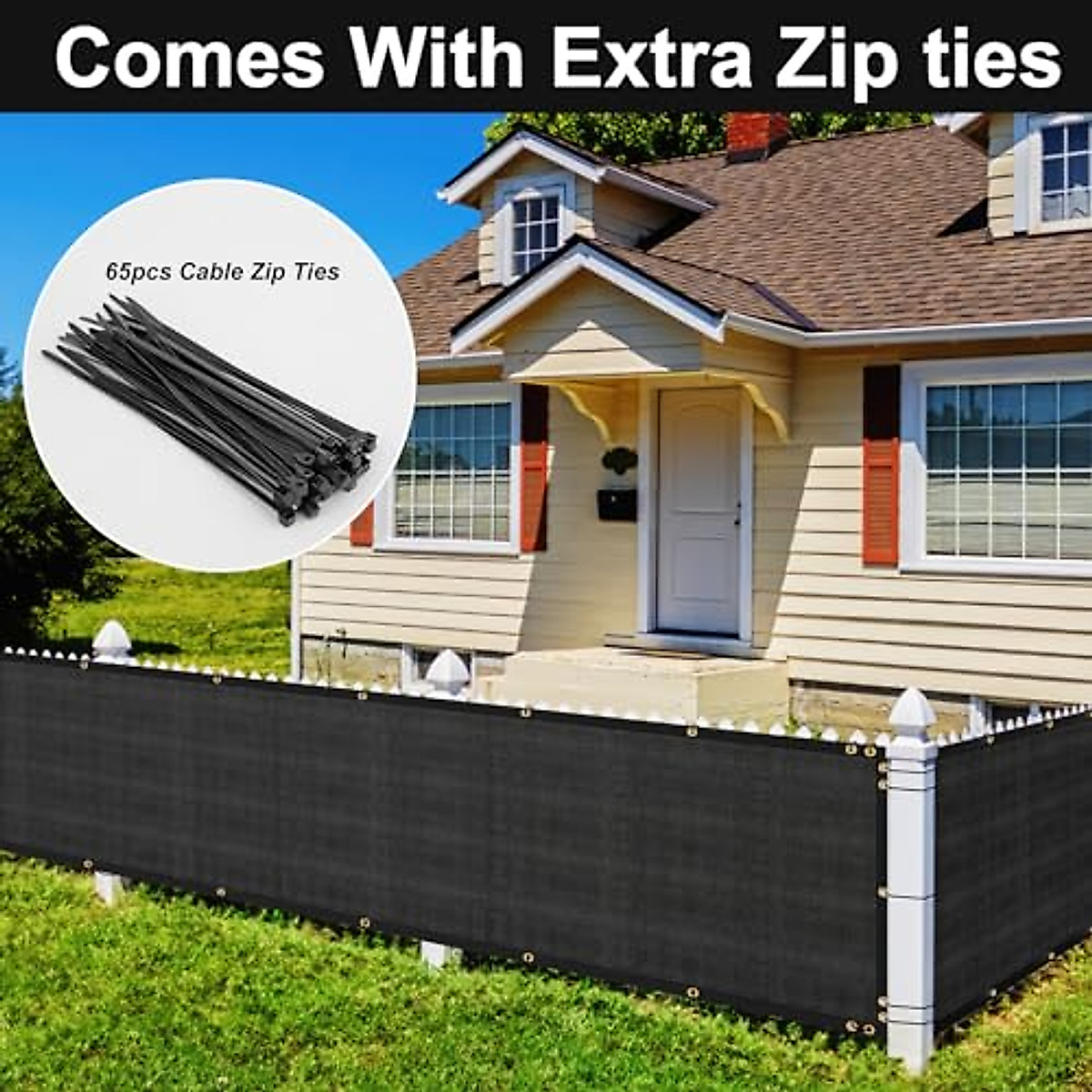 SPORTYOUTH 8ft x 50ft Privacy Screen Fence, Black Heavy Duty Windscreen Fencing Mesh Fabric Shade Cover with Brass Grommets for Outdoor Wall Garden Yard Backyard Patio Pool Deck Commercial